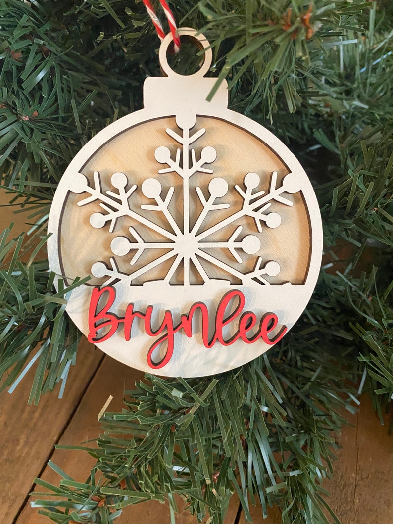 Personalized Snowflake Ornament: Laser Cut Wood Christmas Tag - Etsy