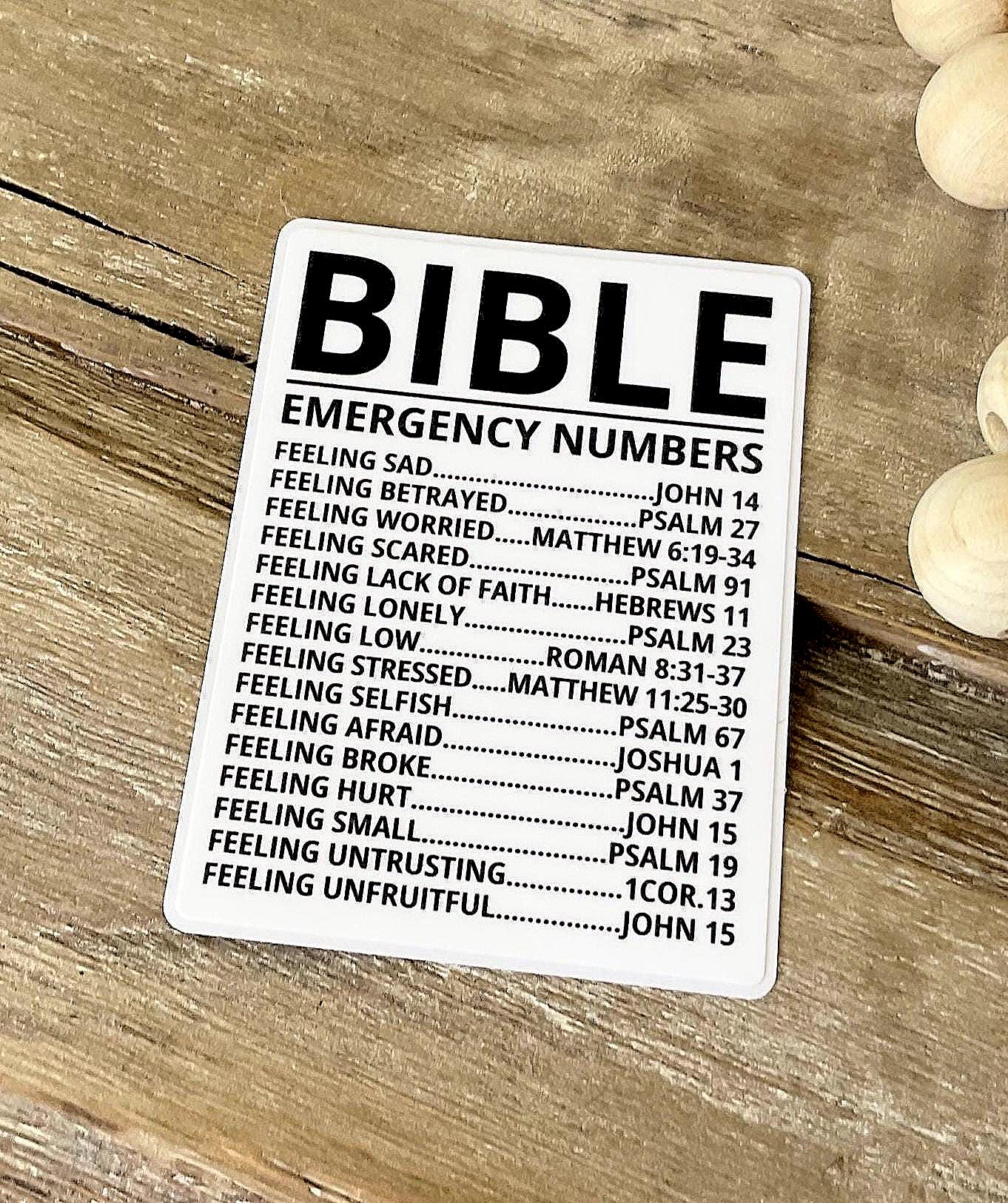 Bible Emergency Numbers Sticker: Christian Faith Decal - Etsy