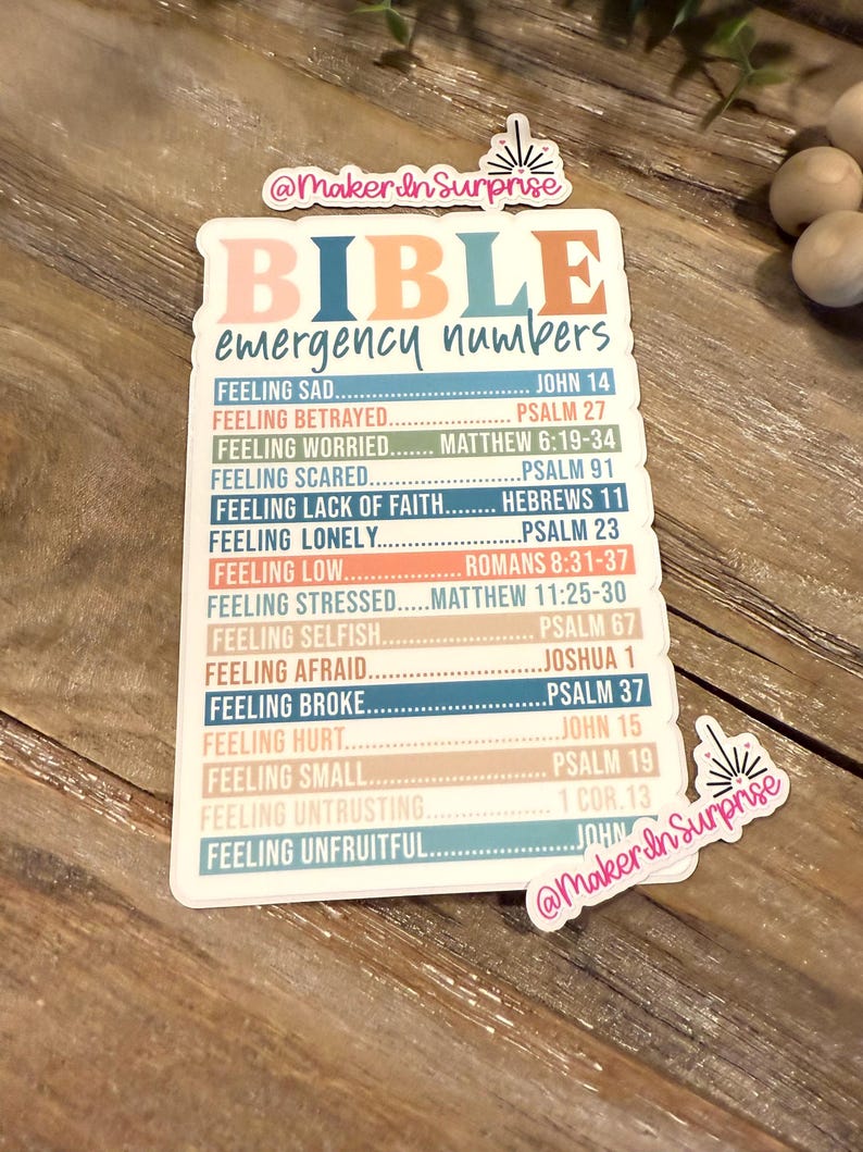 Bible Emergency Numbers Sticker: Christian Laptop, Water Bottle Decal ...