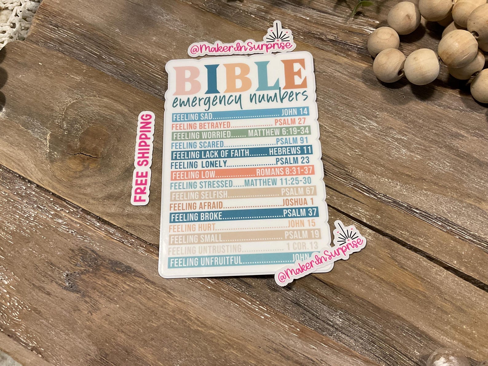 Bible Emergency Numbers Sticker: Christian Laptop, Water Bottle Decal ...