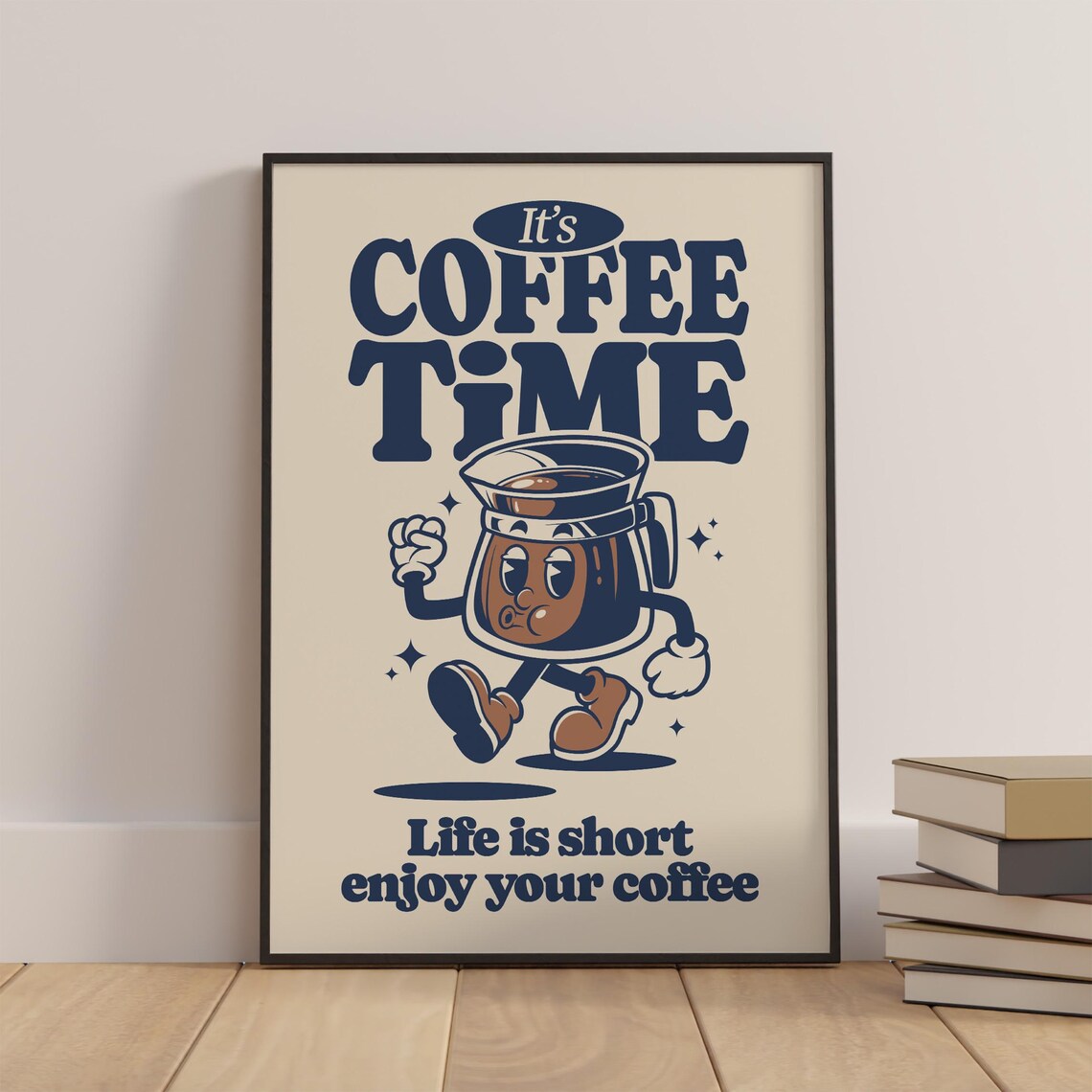 Retro Coffee Time Poster: Minimalist Coffee Shop Art (digital Download ...