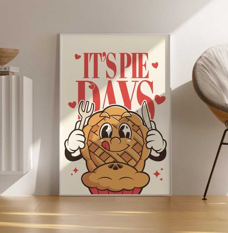 It's Pie Days Retro Wall Art Print Kitchen Vintage Poster Thanks Giving ...