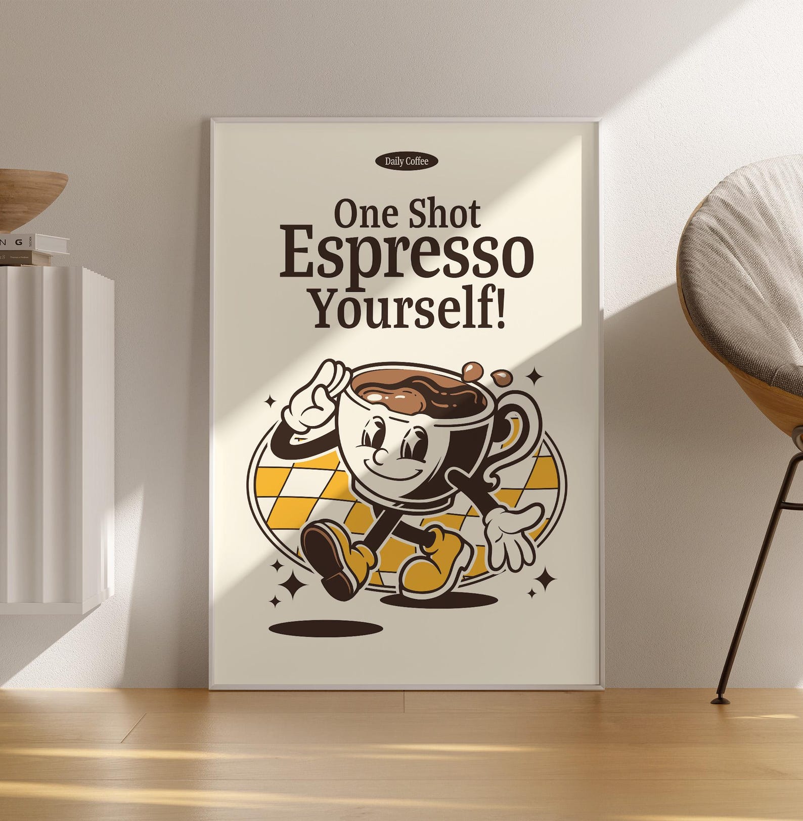One Shot Espresso Your Self!, Quote Art Print Retro Coffee Shop Wall ...