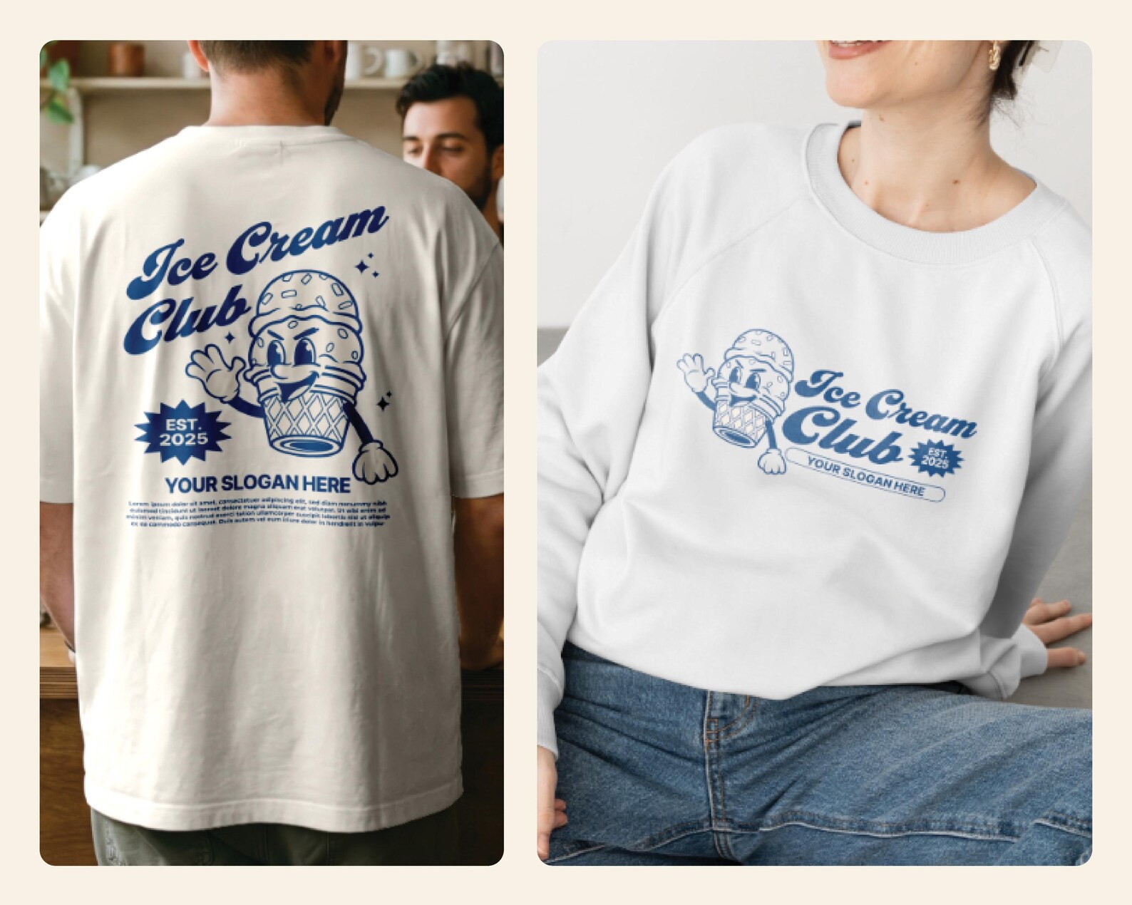 Retro Ice Cream Mascot | Gelato Club Illustration Template for Dessert ...