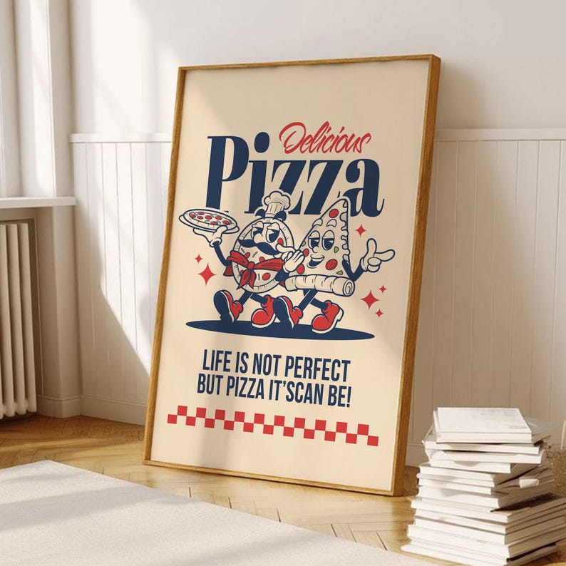 Delicious Pizza Poster Digital Art Gift Pizza Lover Kitchen Wall Art ...