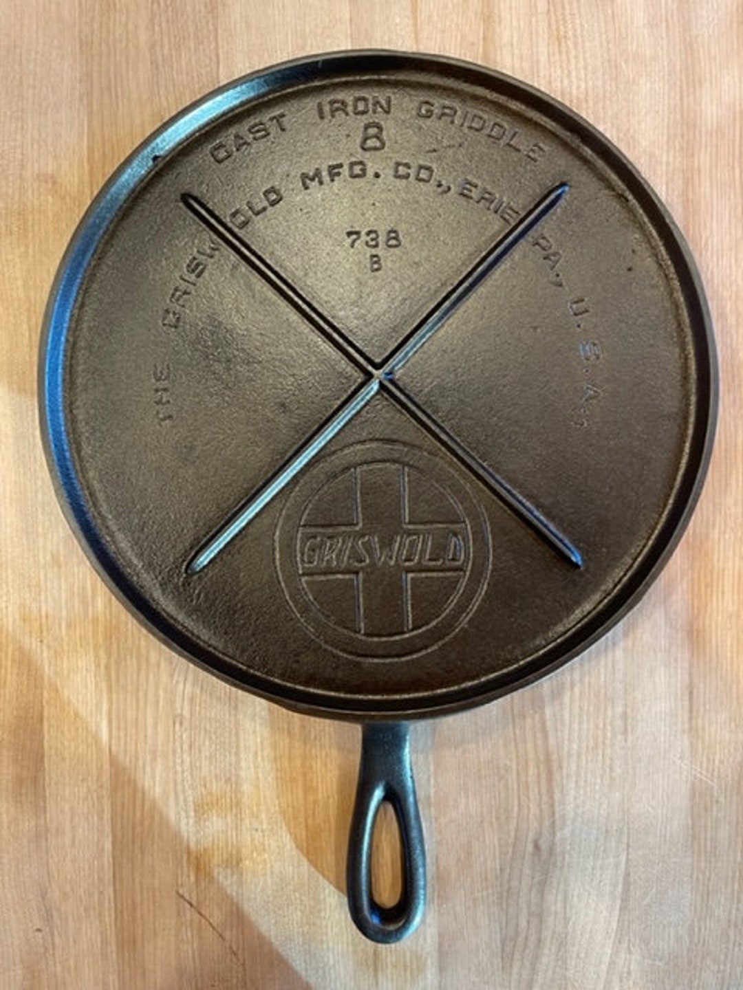 Griswold #8 Slant Label Reinforced Griddle - Restored - 009915 - Etsy