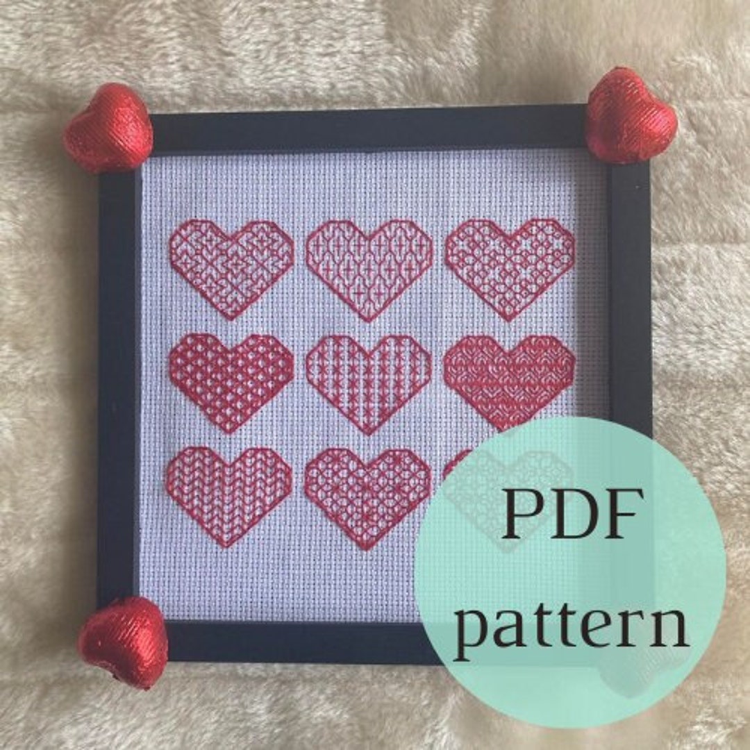 Heart Blackwork Sampler PDF Pattern and Instructions // Embroidery ...