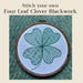 Blackwork Four Leaf Clover PDF Pattern and Instructions // Embroidery | Lucky | St Patrick ...