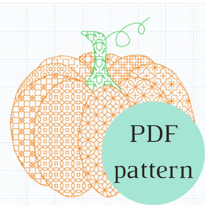 Blackwork Pumpkin PDF Pattern and Instructions // Blackwork Embroidery ...