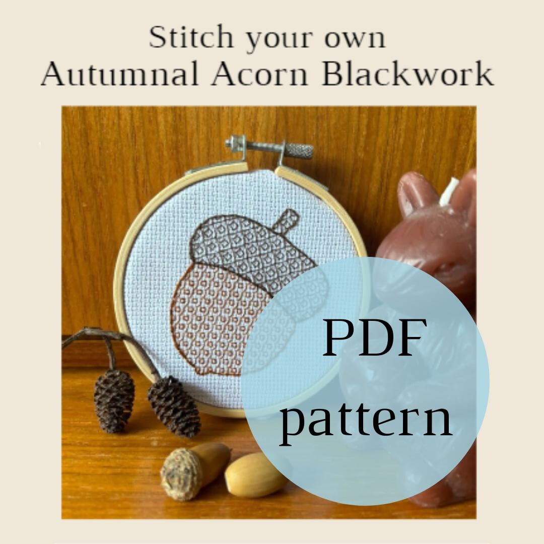 Blackwork Acorn PDF Pattern and Instructions // Blackwork Embroidery | Introduction to Blackwork ...