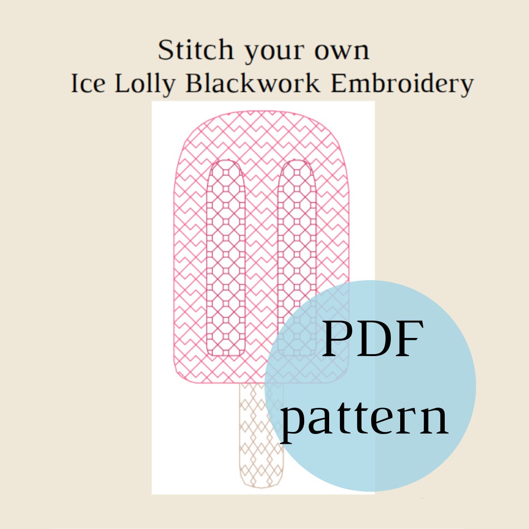 Ice Lolly Blackwork PDF Pattern and Instructions // Lolly Popsicle ...
