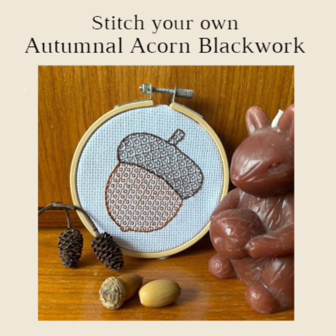 Blackwork Acorn PDF Pattern and Instructions // Blackwork Embroidery | Introduction to Blackwork ...