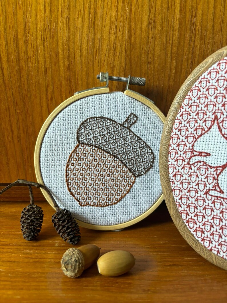 Blackwork Acorn PDF Pattern and Instructions // Blackwork Embroidery | Introduction to Blackwork ...