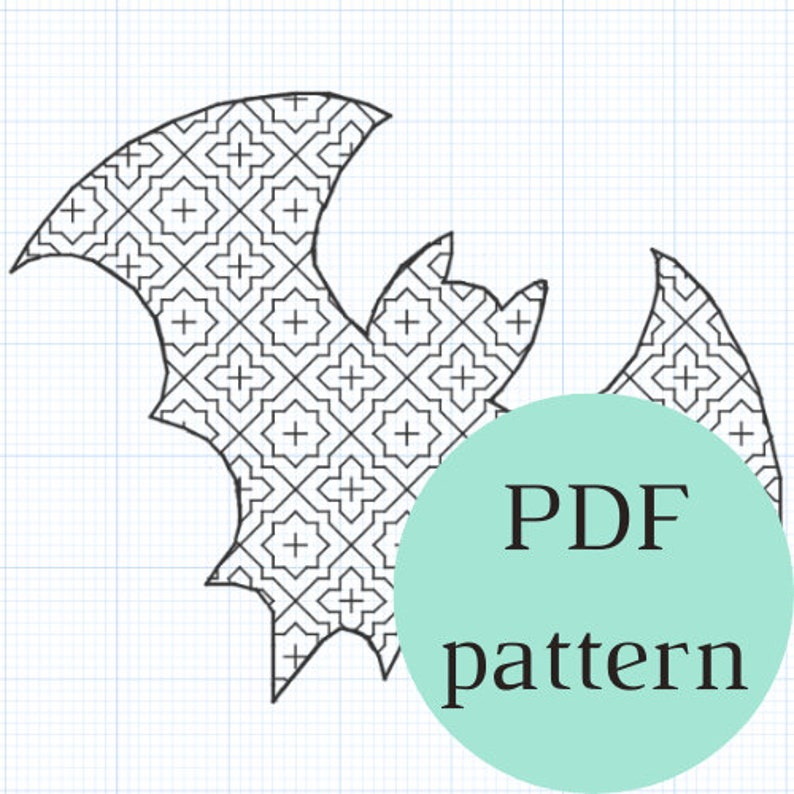 Blackwork Bat PDF Pattern and Instructions // Blackwork Embroidery ...