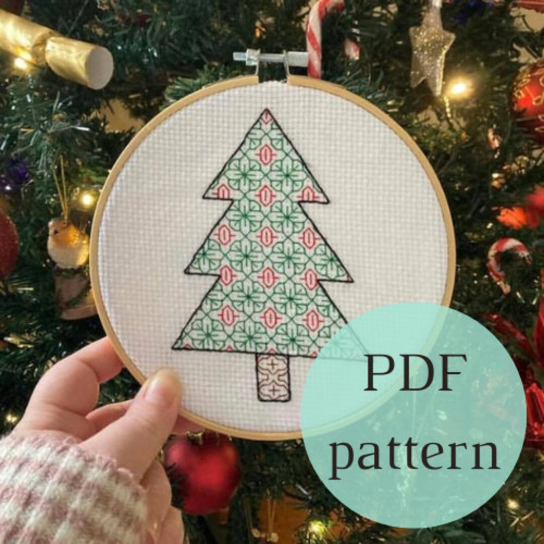 Blackwork Christmas Tree PDF Pattern and Instructions // Blackwork ...