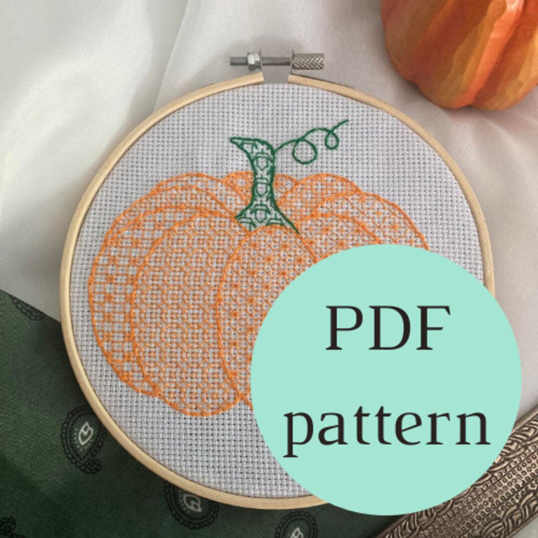 Blackwork Pumpkin PDF Pattern and Instructions // Blackwork Embroidery ...
