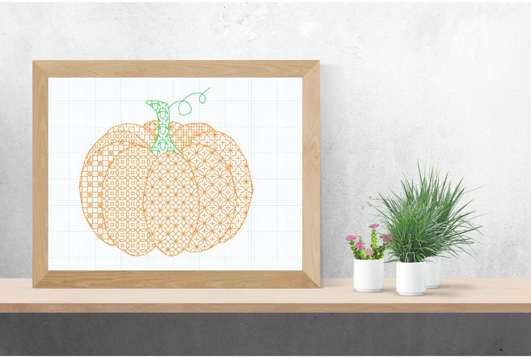 Blackwork Pumpkin PDF Pattern and Instructions // Blackwork Embroidery ...