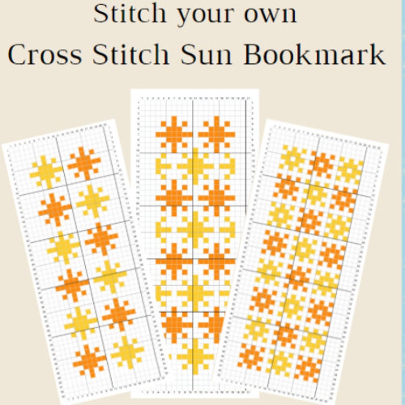 Cross Stitch Sun Bookmark PDF Pattern and Instructions // - Etsy
