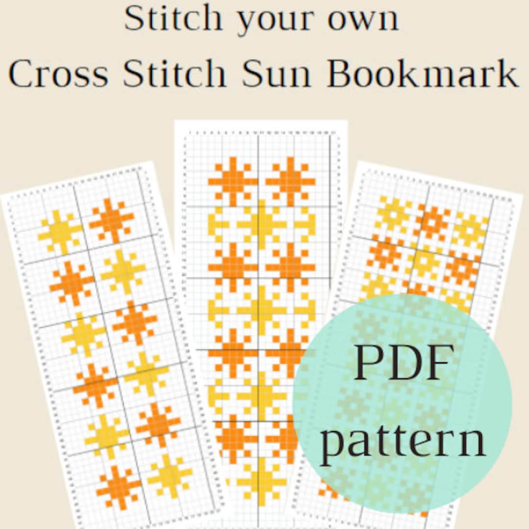 Cross Stitch Sun Bookmark PDF Pattern and Instructions // Cross Stitch ...