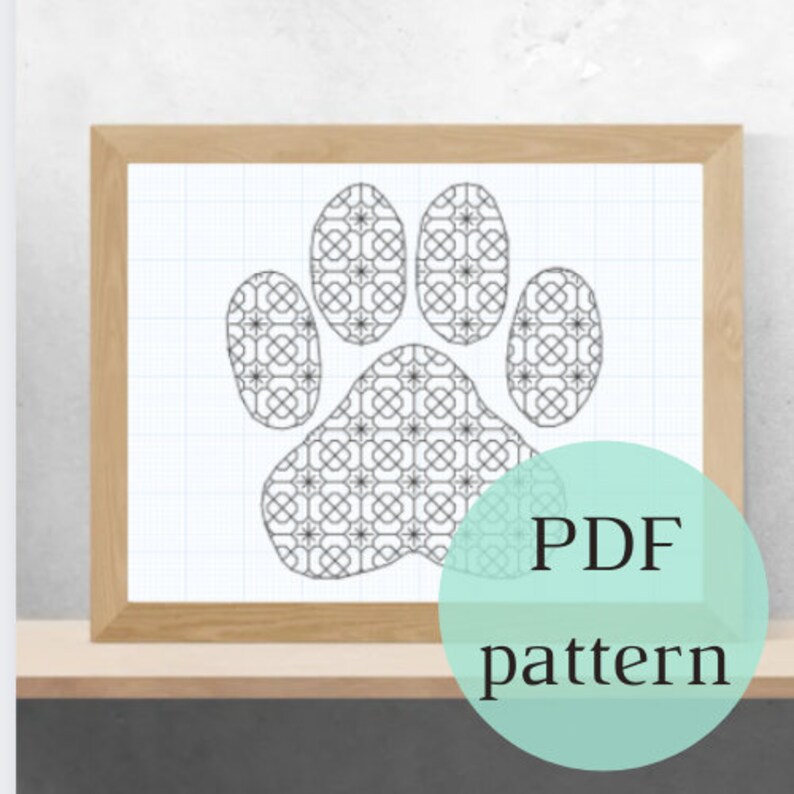Blackwork Pet Pawprint PDF Pattern and Instructions // Blackwork ...