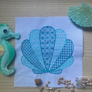Seashell Blackwork PDF Pattern and Instructions // Beach | Seaside ...