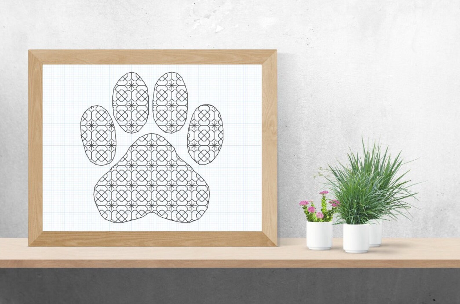 Blackwork Pet Pawprint PDF Pattern and Instructions // Blackwork ...