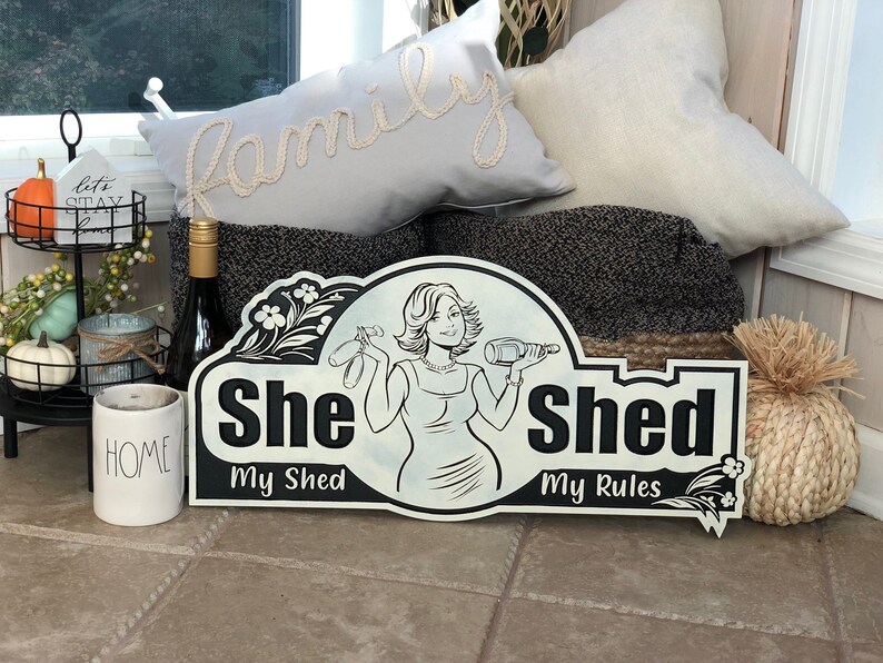 She Shed Sign File - “my Shed My Rules” SVG, Laser Cut Files, Cnc Wood ...
