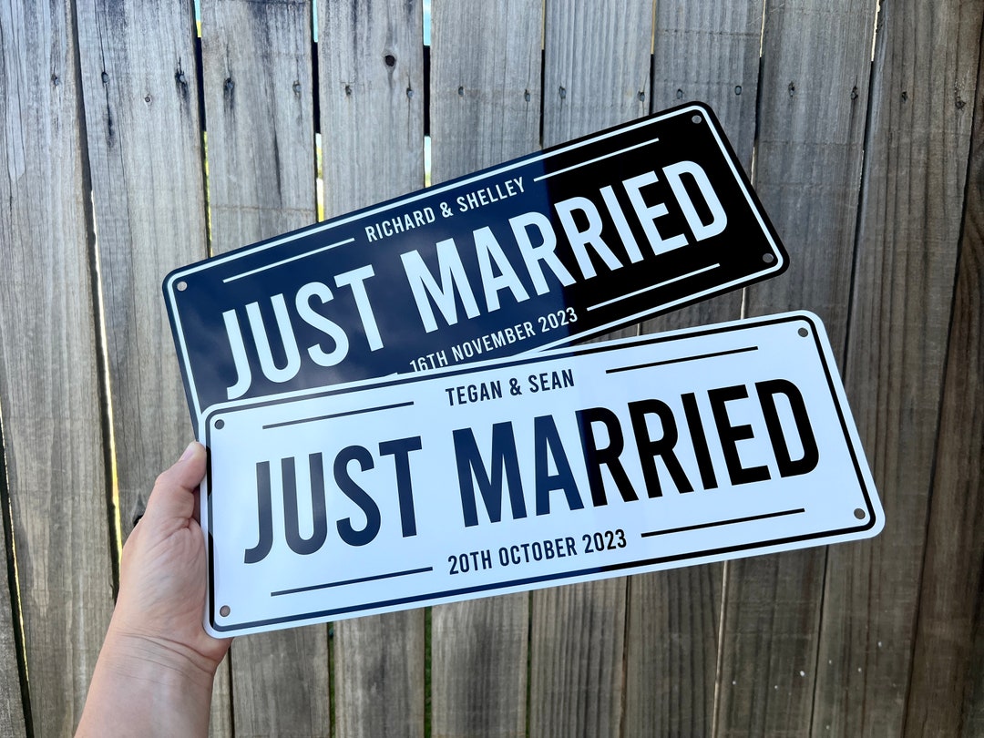 Just Married Number Plates, Personalised Wedding Gift Sign for Wedding ...
