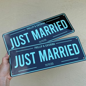 Just Married Number Plates, Personalised Wedding Gift Sign for Wedding ...