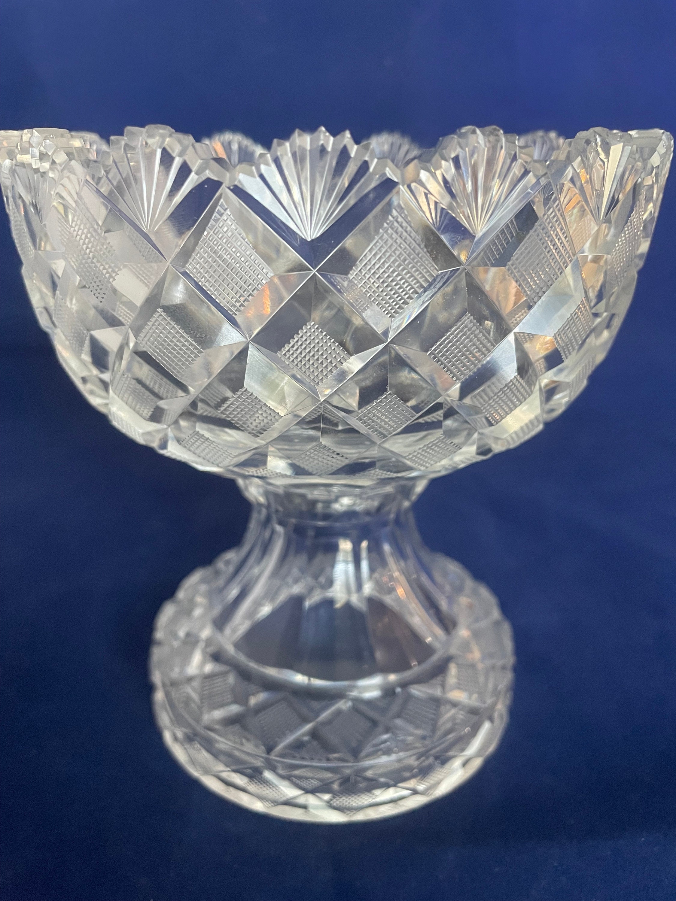 ABP Diamond Cut Glass Compote Candy Dish - Etsy