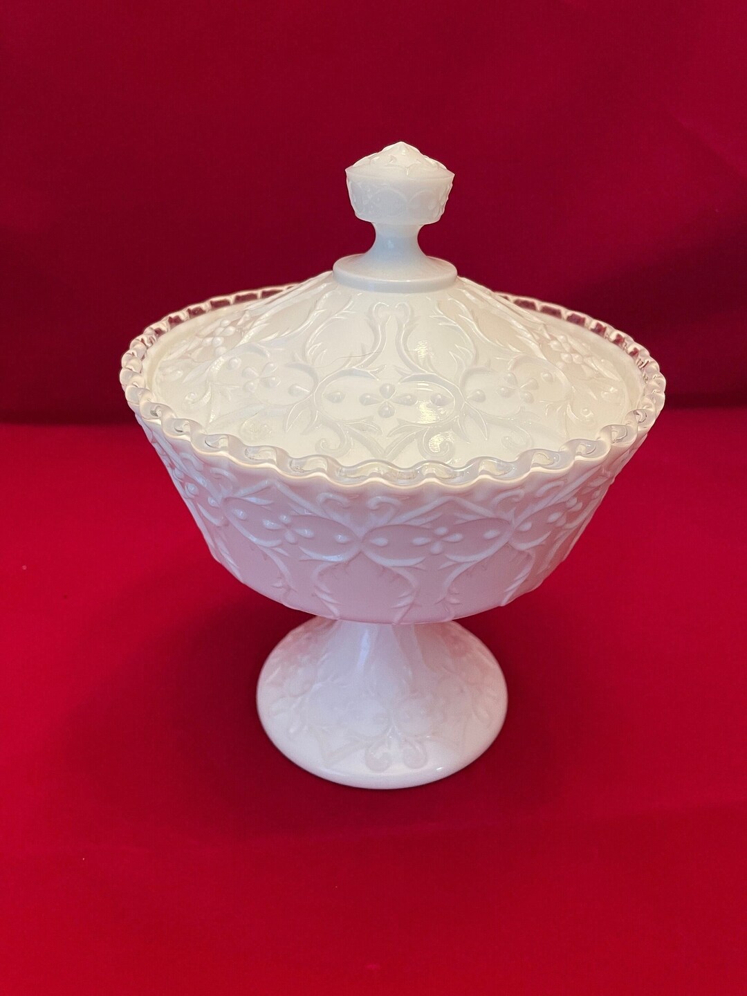 Vintage Fenton Silver Crest Spanish Lace Covered Compote - Etsy