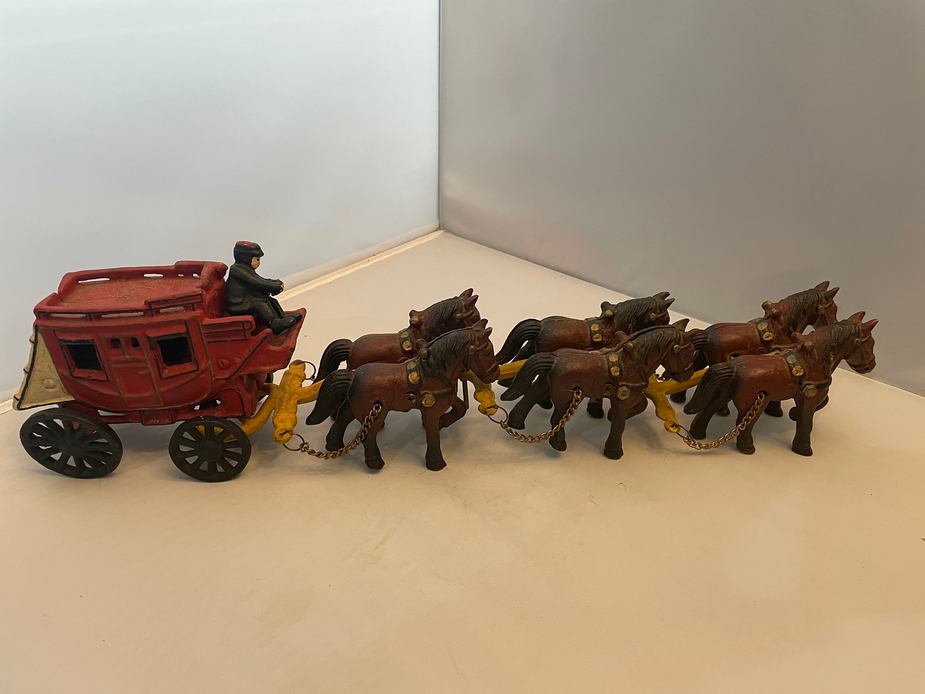 Antique Cast Iron Stagecoach and 6 Horses - Etsy