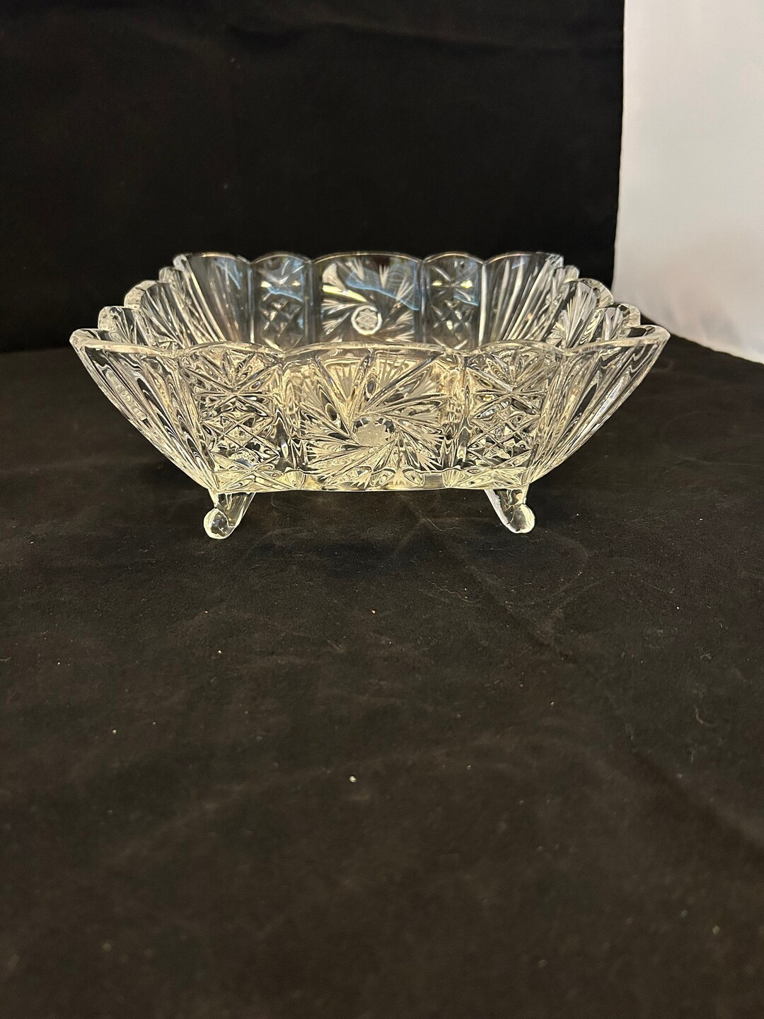 Vintage Violette Square Lead Crystal Bowl, Poland, Starburst Hobstar ...