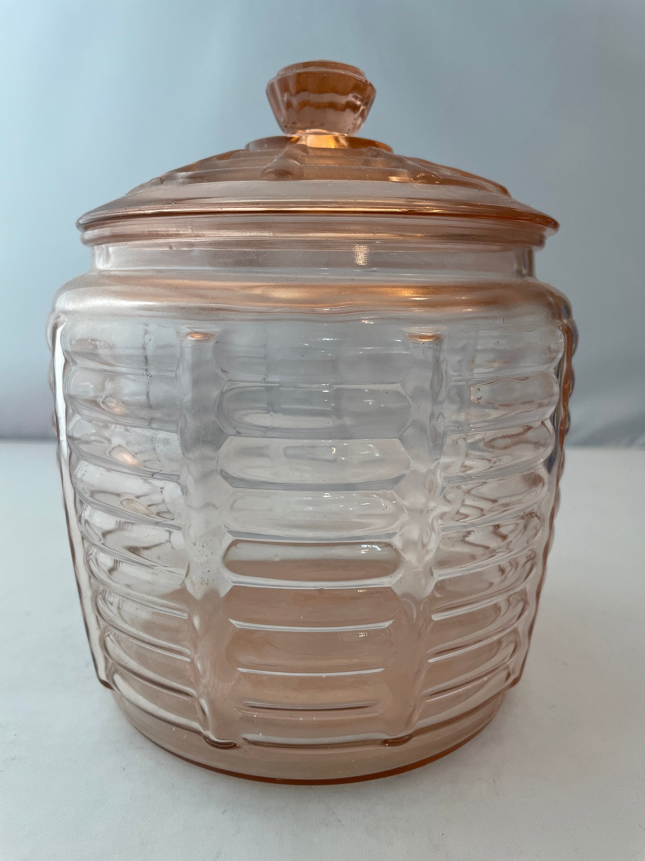 Pink Depression Glass Biscuit Jar - Etsy