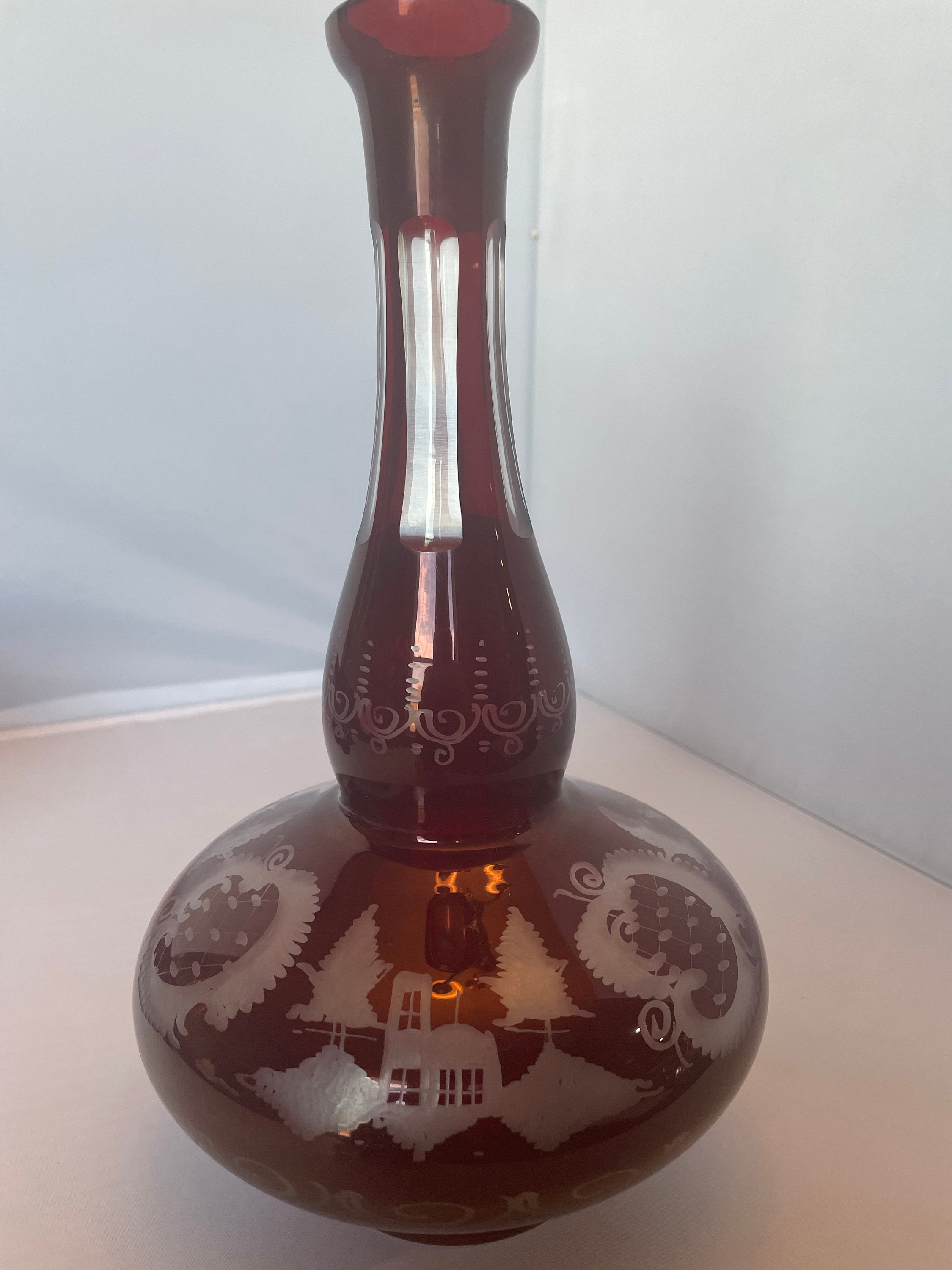 Czech Bohemian Ruby Red Decanter and Six Glasses - Etsy
