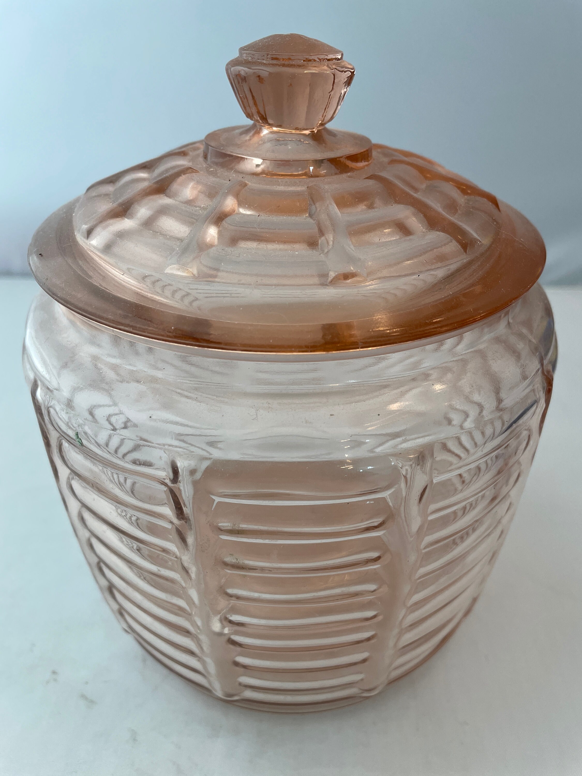 Pink Depression Glass Biscuit Jar - Etsy