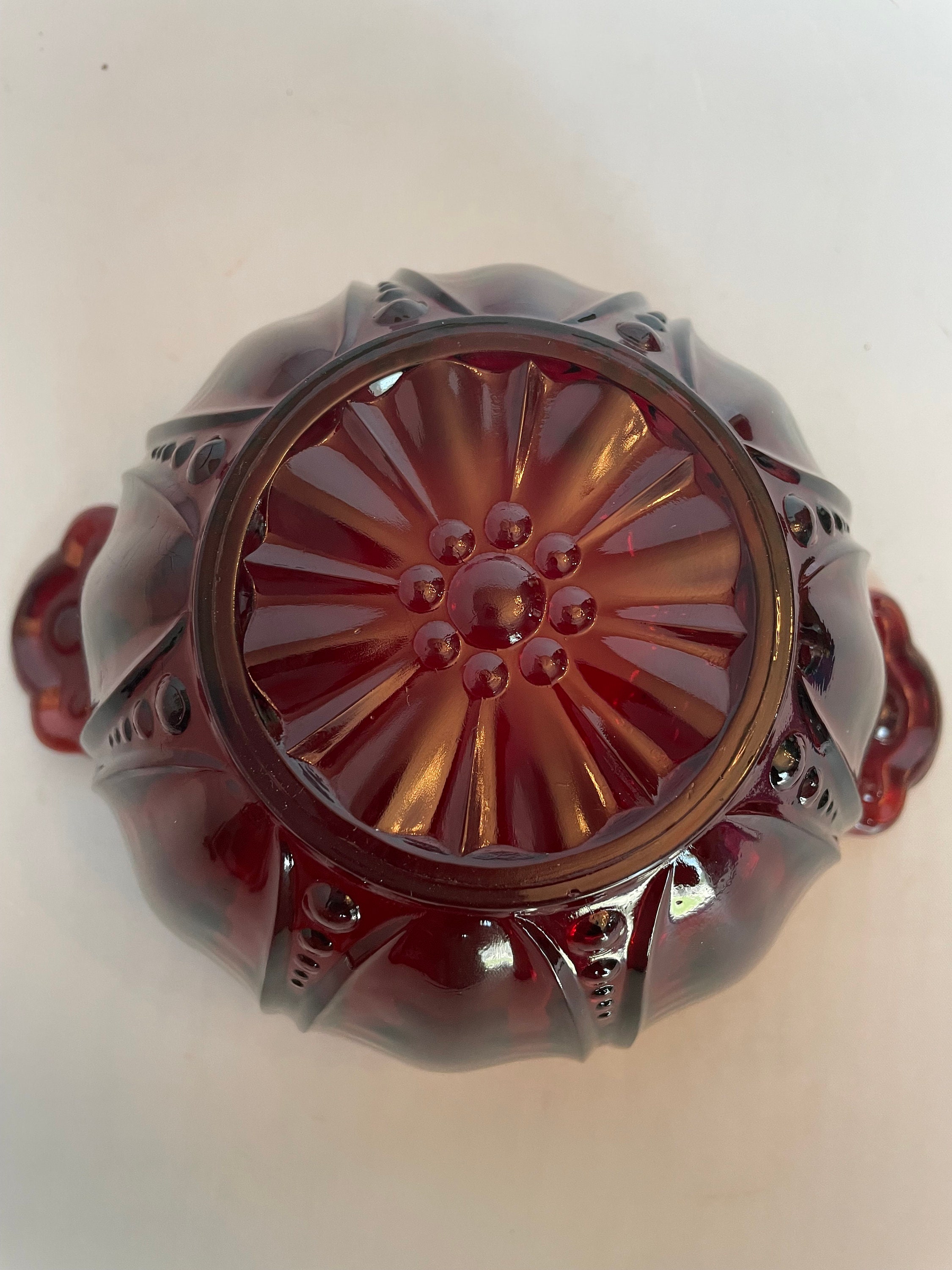 Ruby Red Anchor Hocking Oyster and Pearl Double Handled Bowl - Etsy