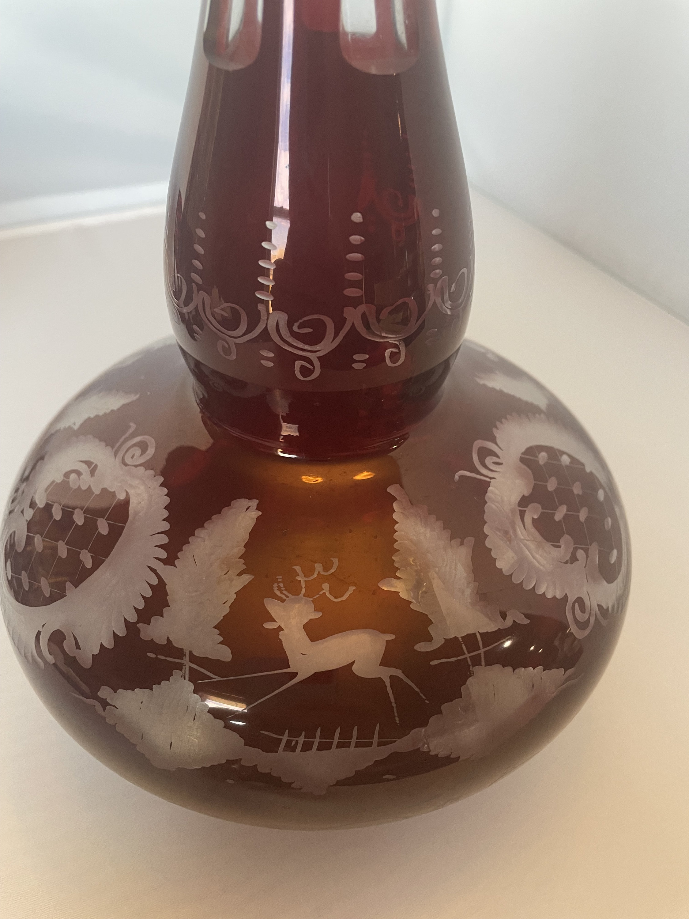 Czech Bohemian Ruby Red Decanter and Six Glasses - Etsy