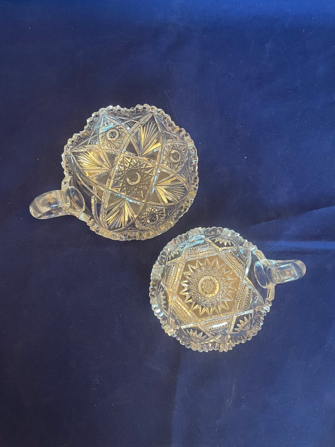 ABP Two Cut Glass Handled Nappy - Etsy