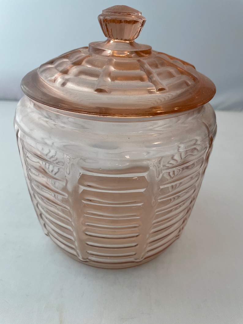 Pink Depression Glass Biscuit Jar - Etsy