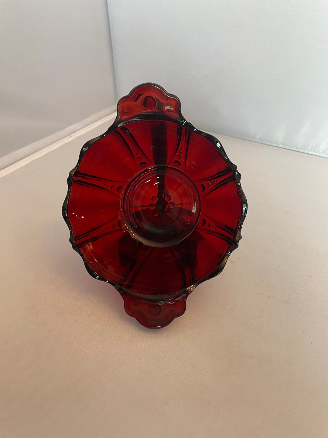 Ruby Red Anchor Hocking Oyster and Pearl Double Handled Bowl - Etsy