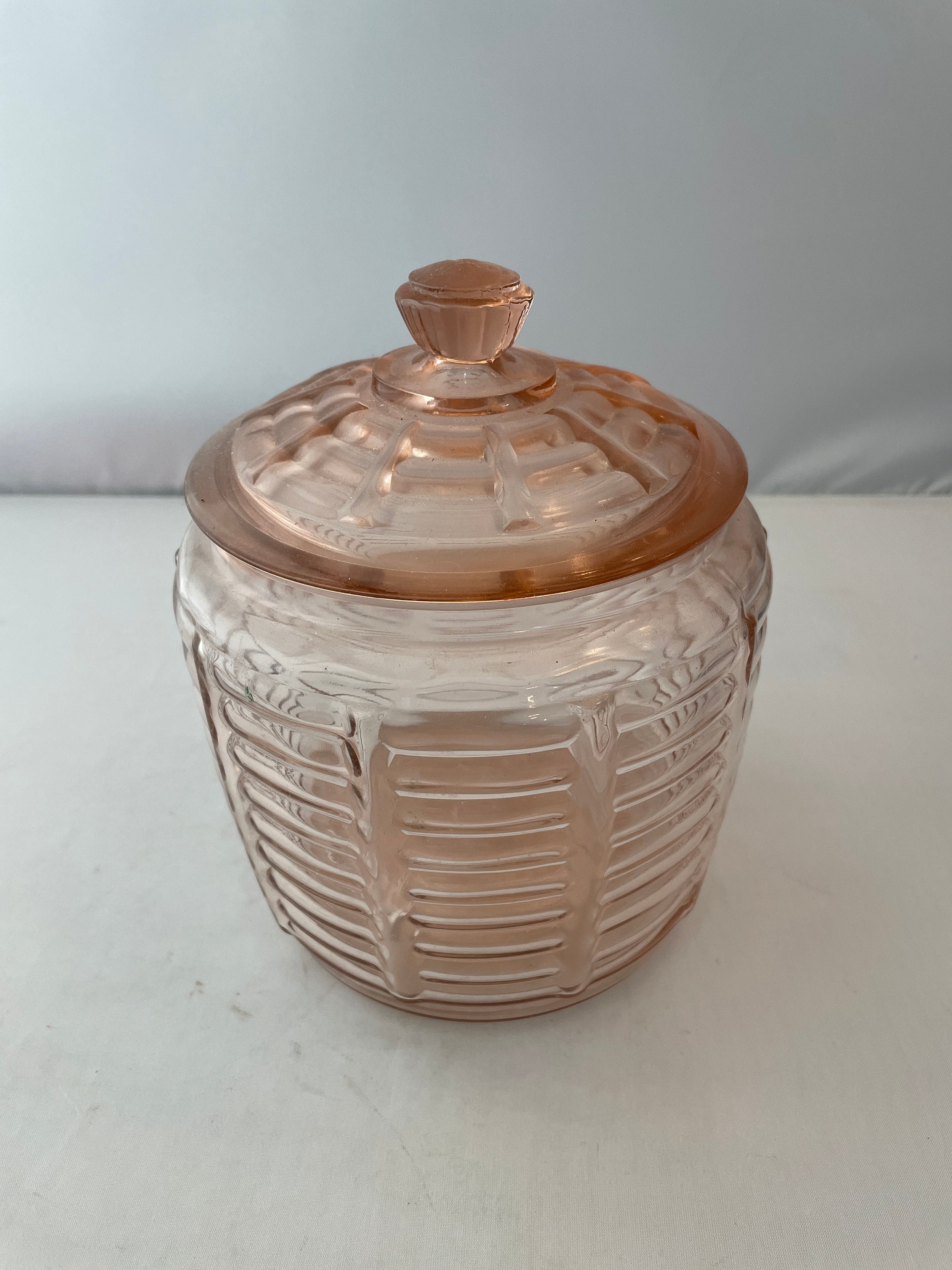 Pink Depression Glass Biscuit Jar - Etsy