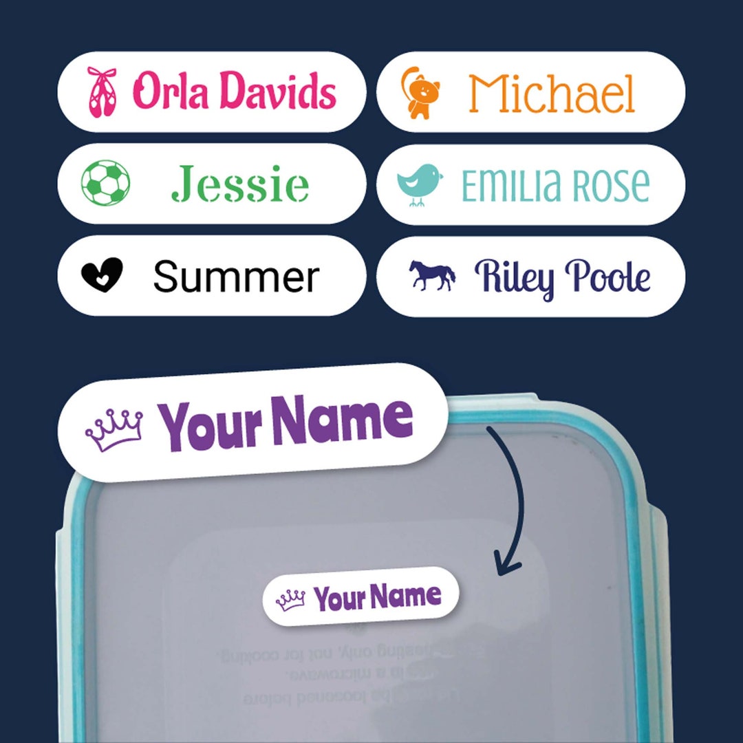 Personalised Sticker Name Labels, Stick on Name Tags , Waterproof for ...