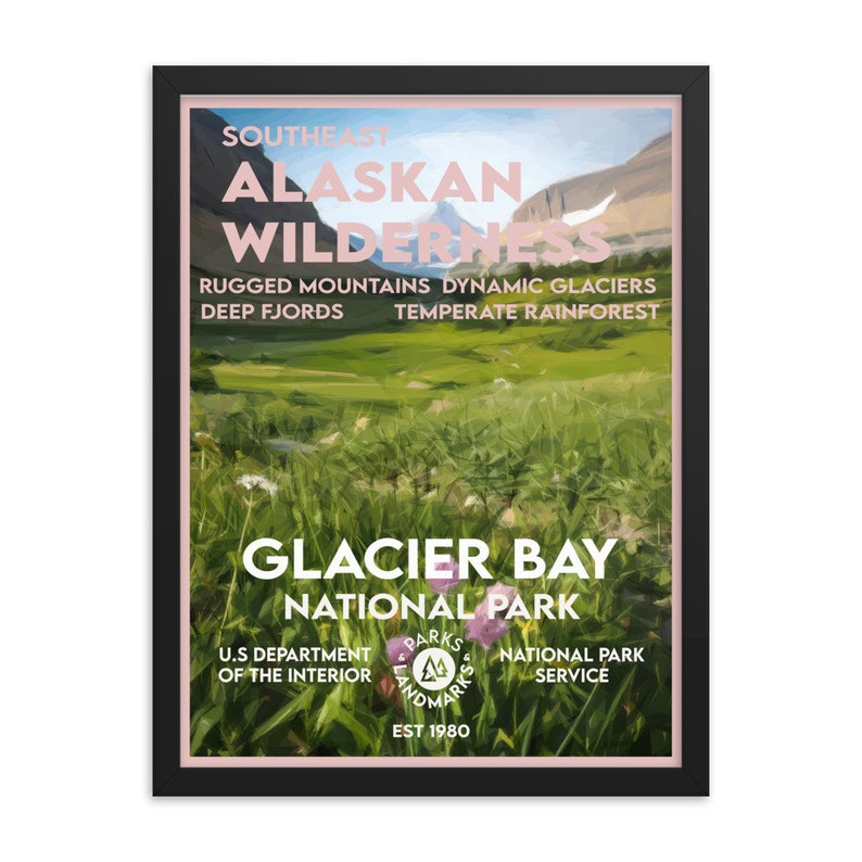Glacier Bay National Park Poster (framed) - WPA Style - Etsy