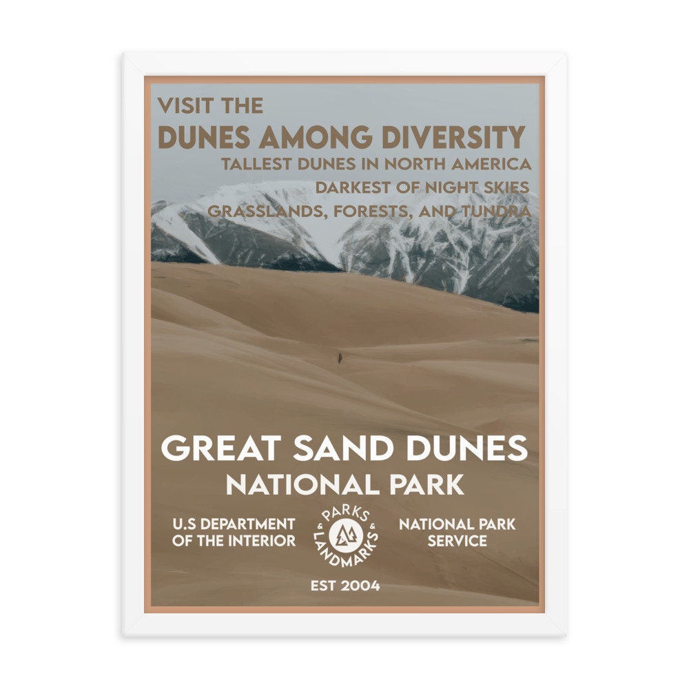 Great Sand Dunes National Park Poster (framed) - WPA Style - Etsy
