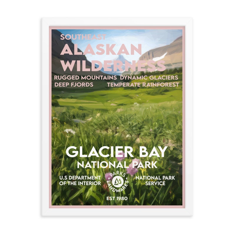 Glacier Bay National Park Poster (framed) - WPA Style - Etsy