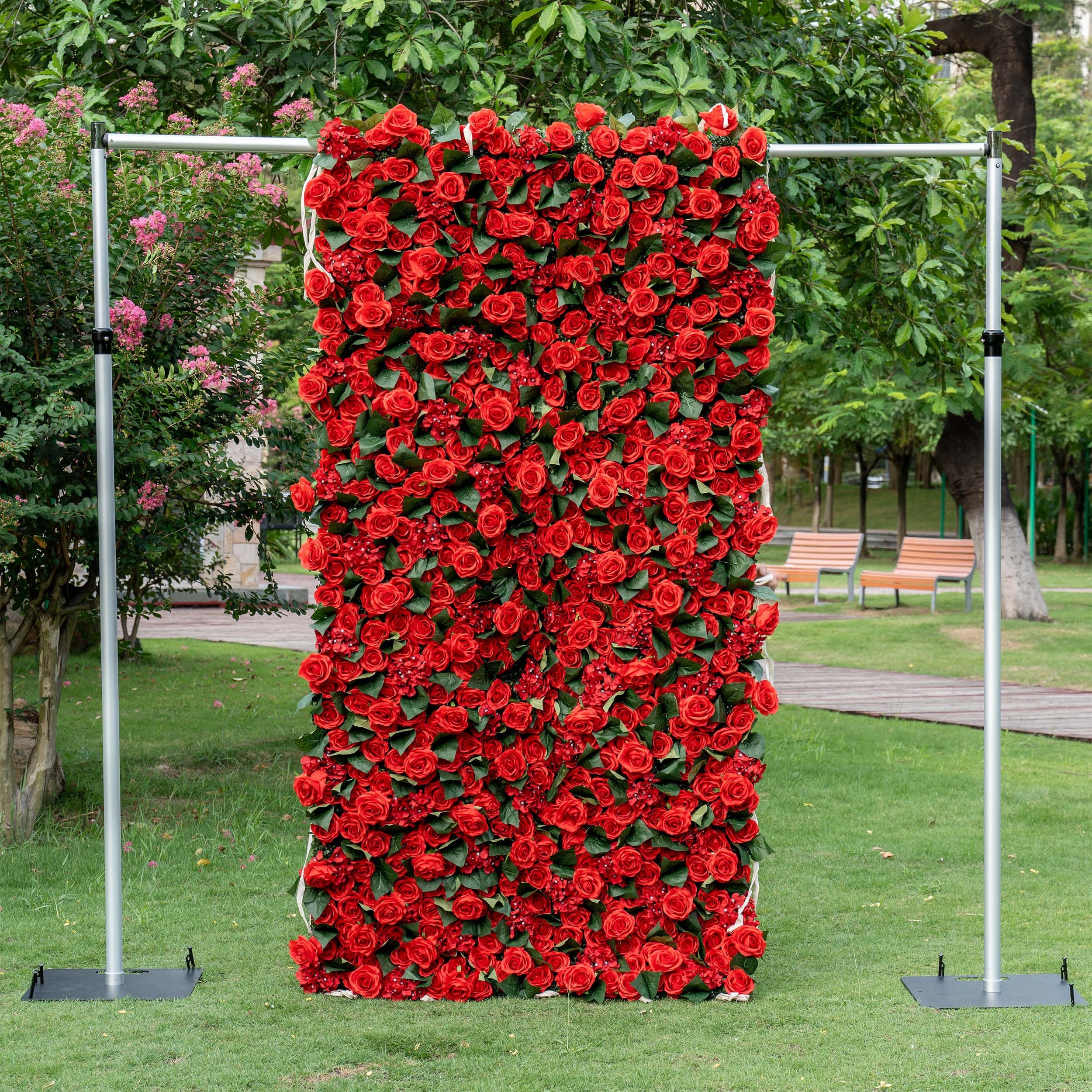 Luxurious Red Rose Flower Wall Backdrop Ideal for Weddings and Special ...