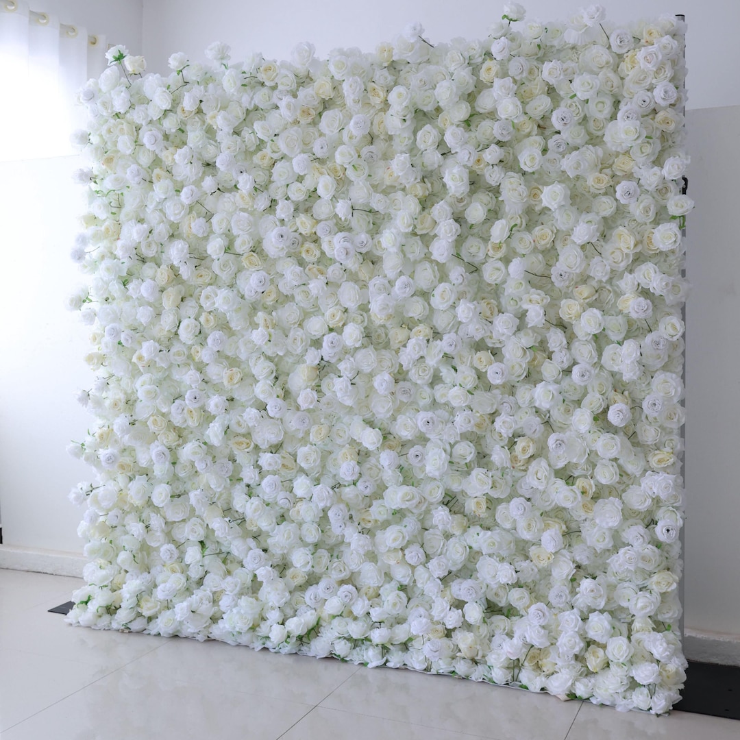 Elegant White Rose Flower Wall: Densely Packed for a Luxurious Look ...