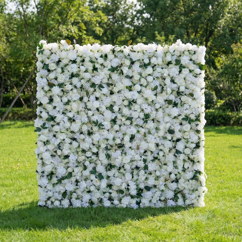 White & Green Flower Wall Backdrop - Wedding Celebration Decor - Etsy