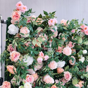 Luxurious Greenery and Blush Rose Flower Wall Backdrop for Weddings ...